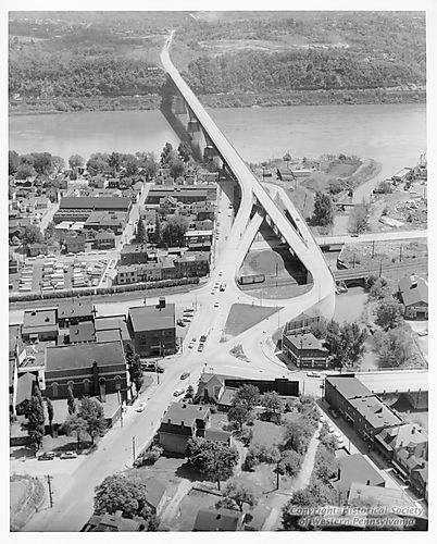 Aerial view of the Tarentum-Valley Heights Bridge | Historic Pittsburgh