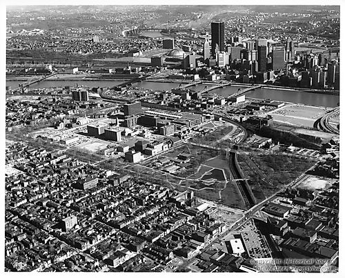 Aerial view of Allegheny Center and Downtown Pittsburgh | Historic ...